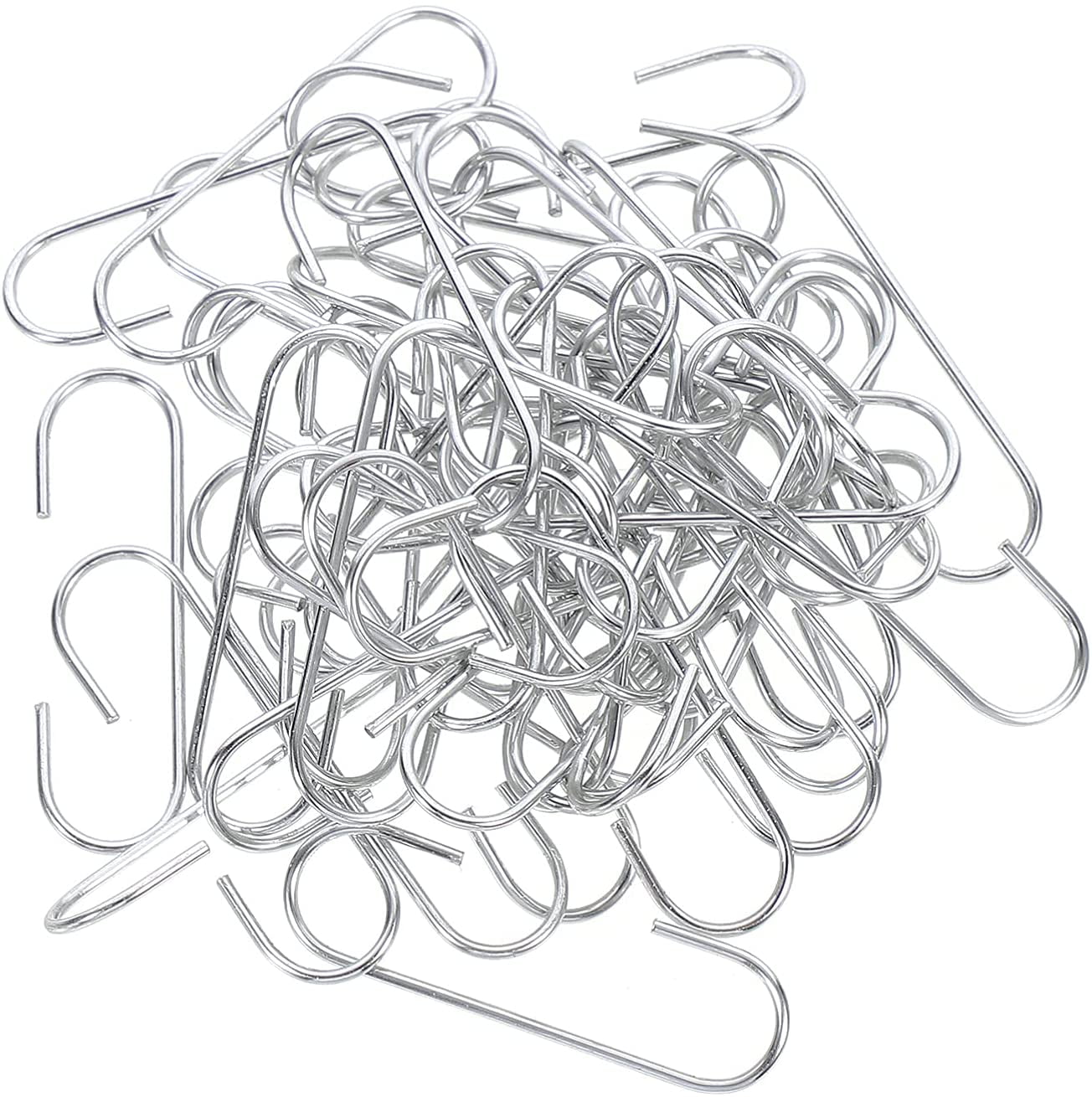 100pcs Silver Christmas Ornament Hooks Xmas Ornament Hangers Metal Wire ...