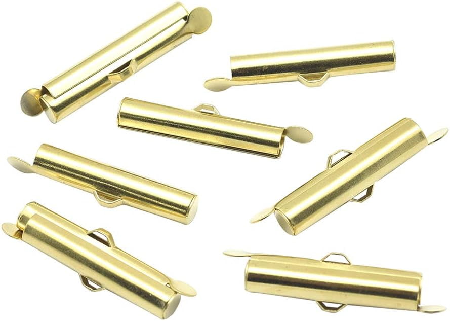 100pcs Slider End Clasps Tubes Terminators Jewelry Makig Cord Ends for ...