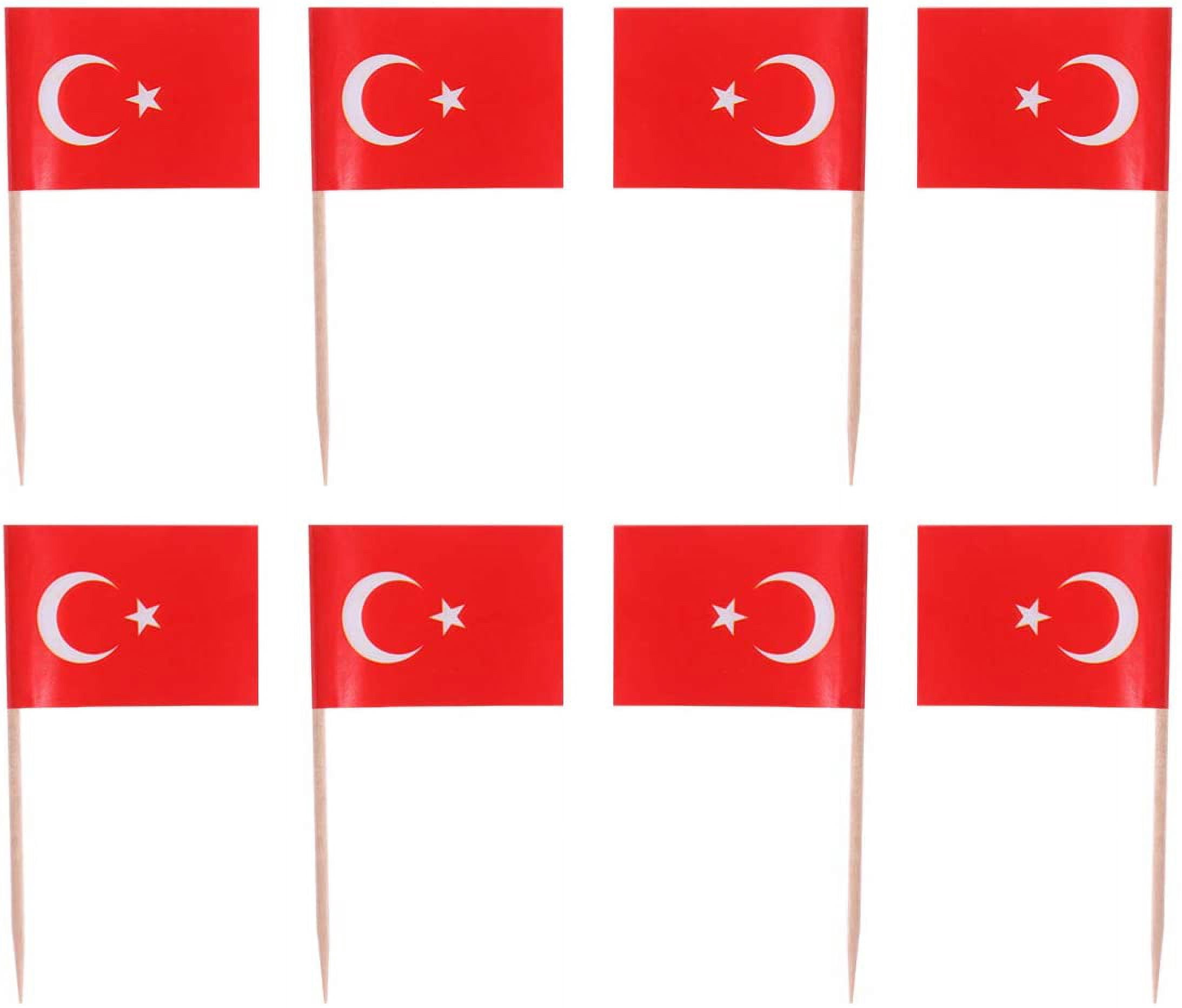 100pcs Small Turkey Flags on Stick Small Turkish Toothpick Flags Mini ...