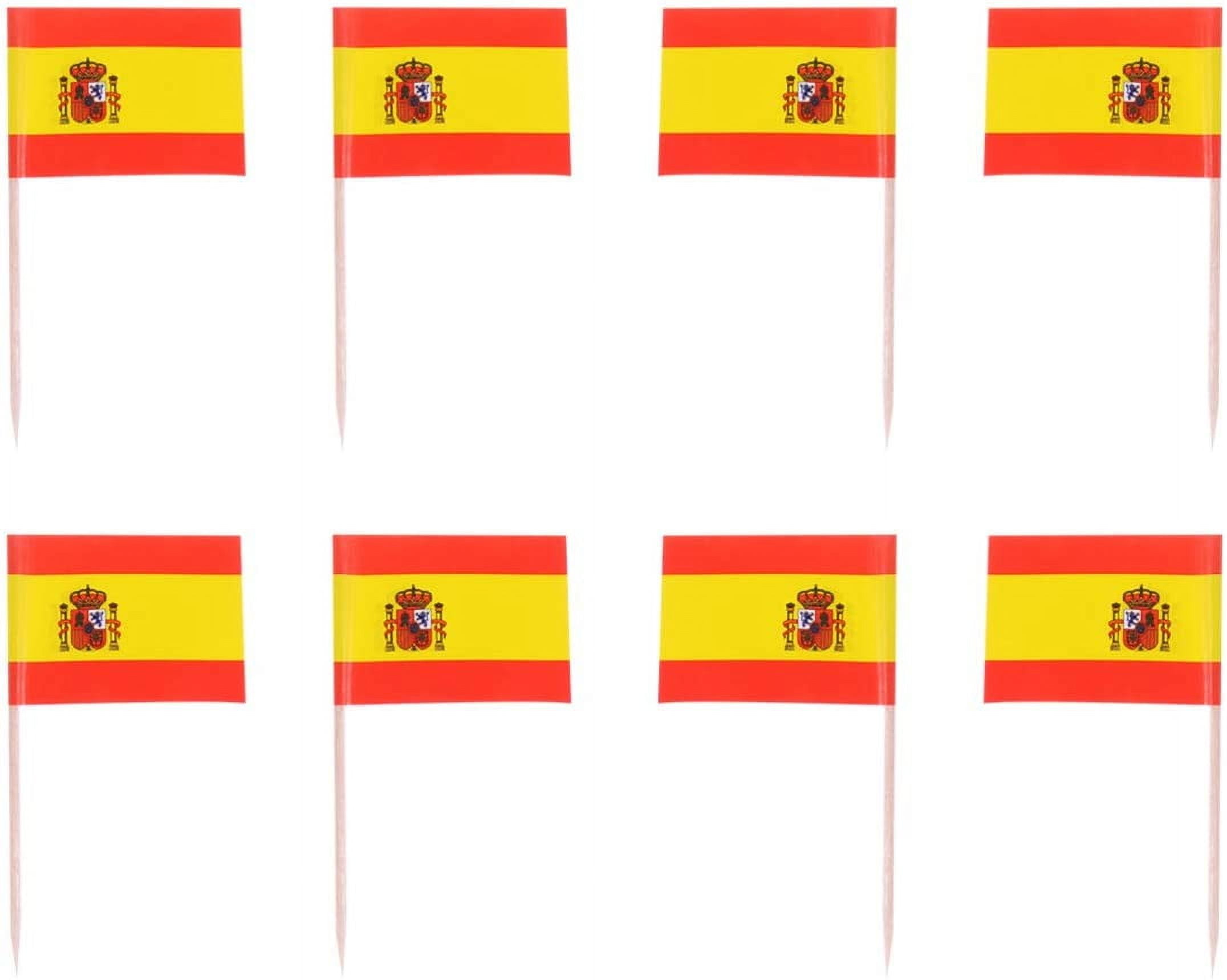 100pcs Spain Flag Spanish Cupcake Toppers Picks Wooden Mini Stick ...