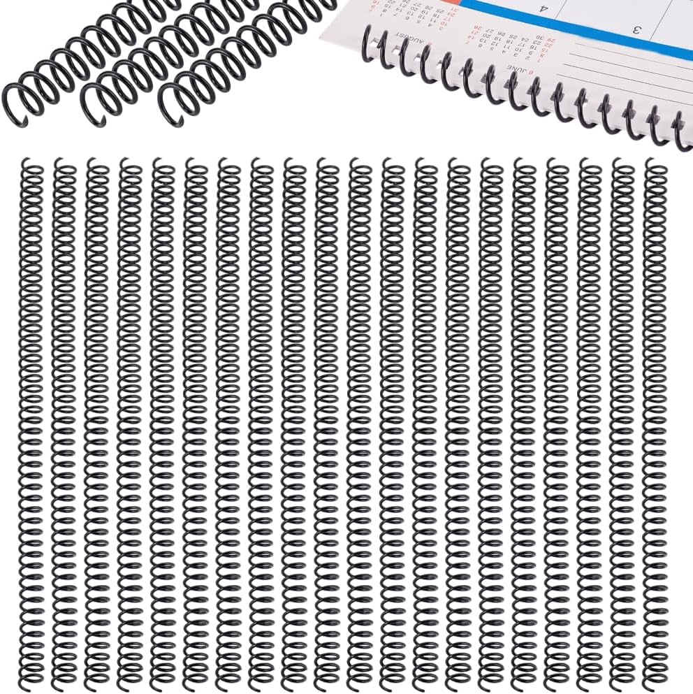 100pcs Spiral Binding Coils 3/8" Black Binding Spirals 4:1 Pitch ...