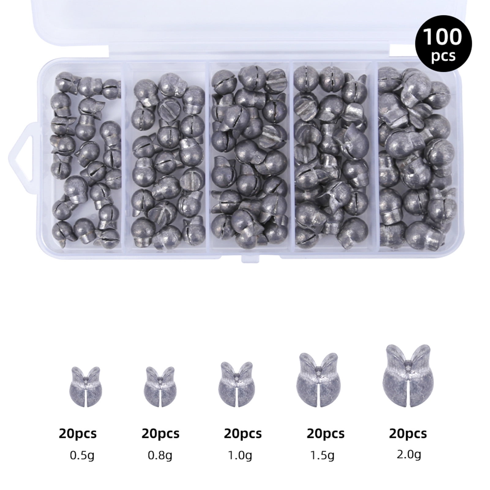 100pcs Split Shot Fishing Weight Sinkers Removable Round Fishing Line Weights for Freshwater ...