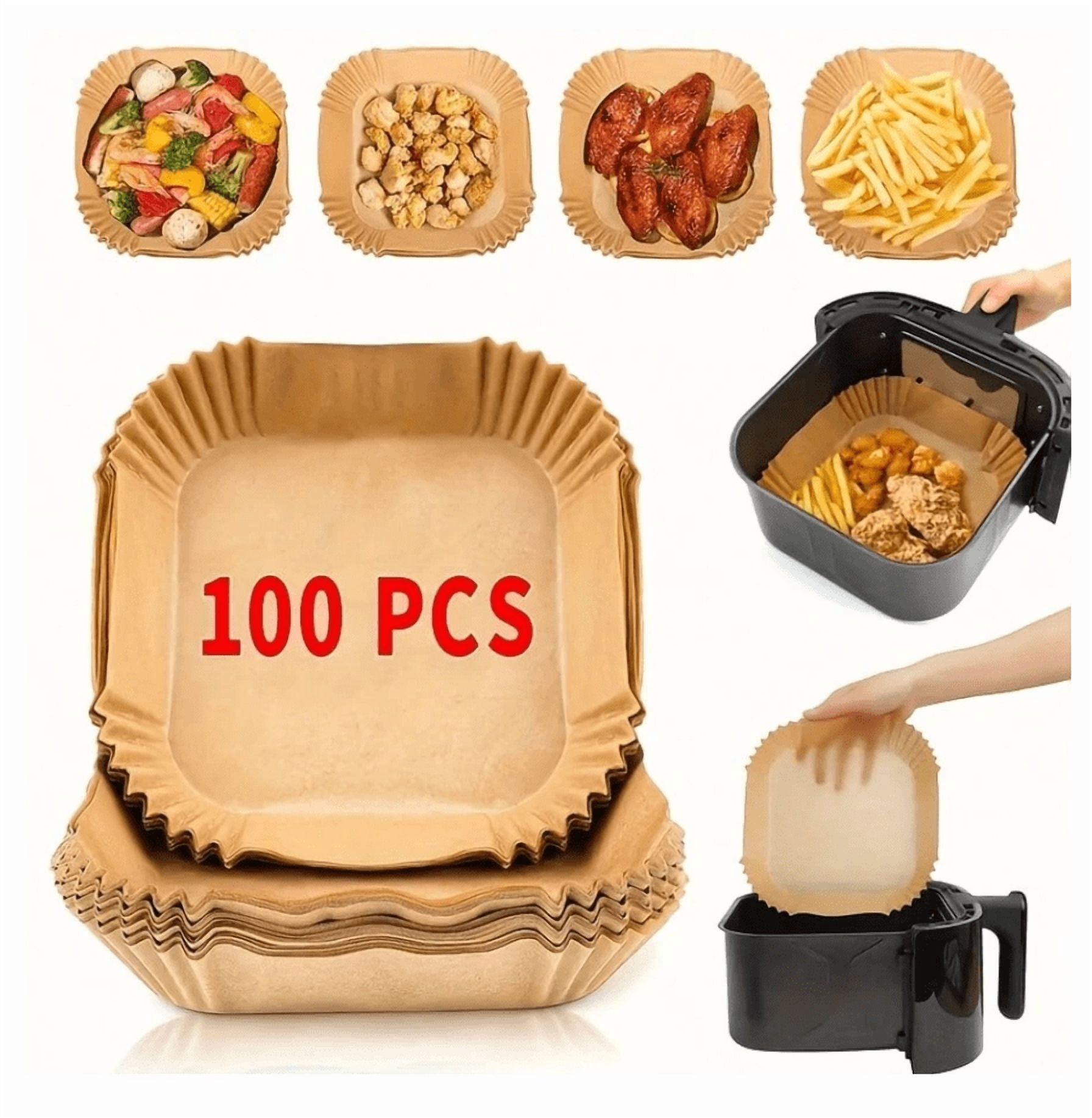 100pcs Square Disposable Air Fryer Liners (6.3in/8in), Paper Basket ...