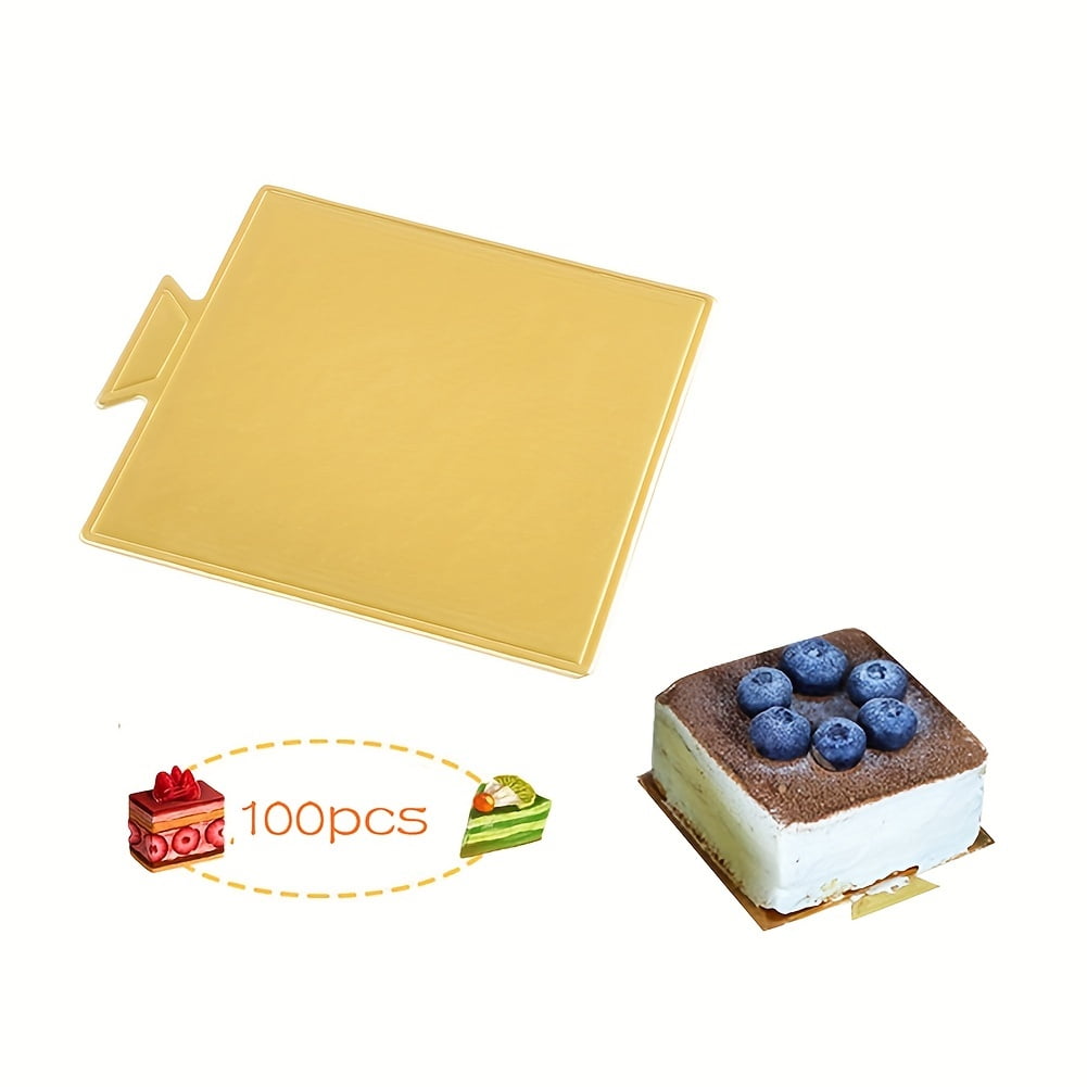 100pcs Square Golden Cardboard Mini Cake Boards - Premium Disposable ...