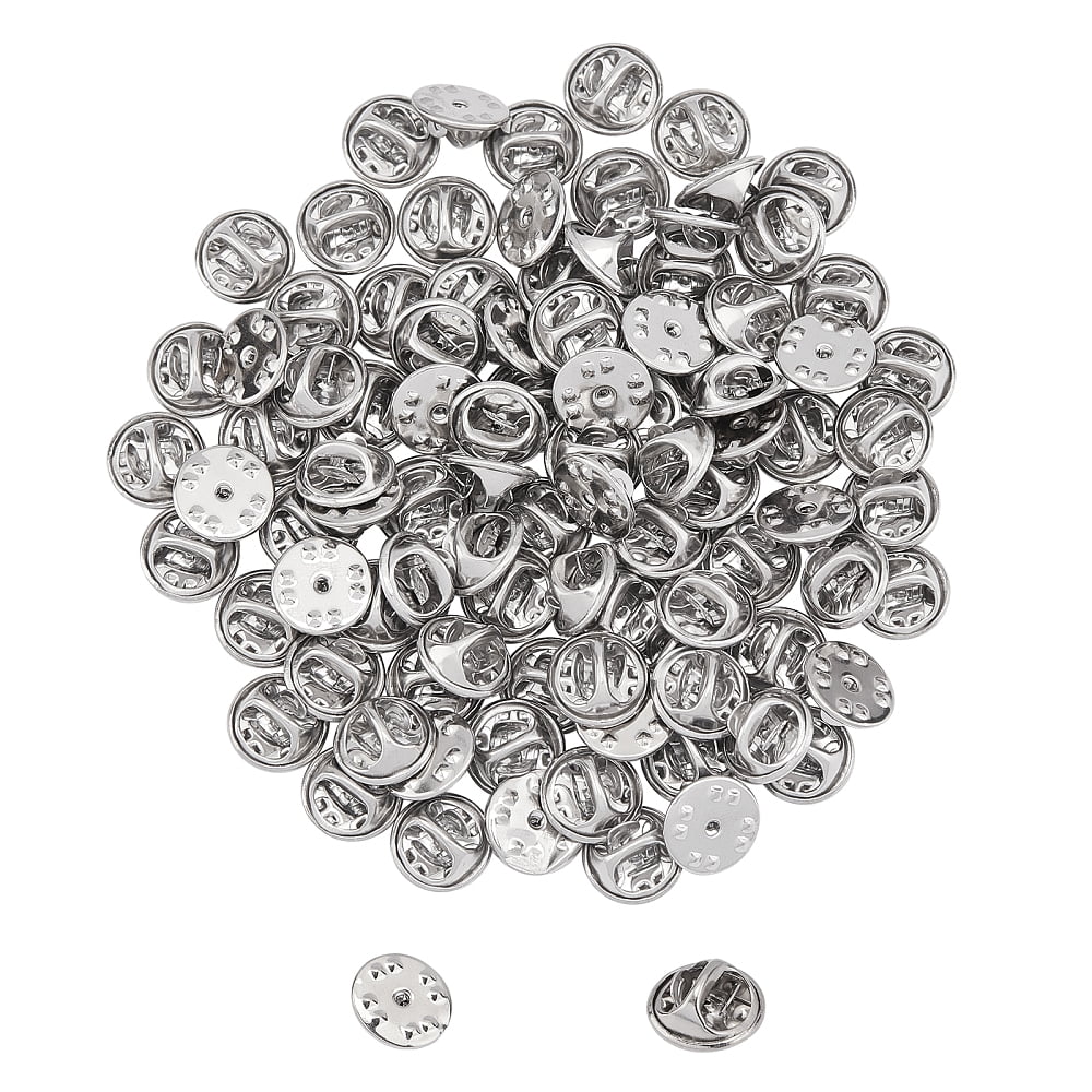 100pcs Stainless Steel Badge Lapel Pin Back Butterfly Clutch Tie Tacks ...