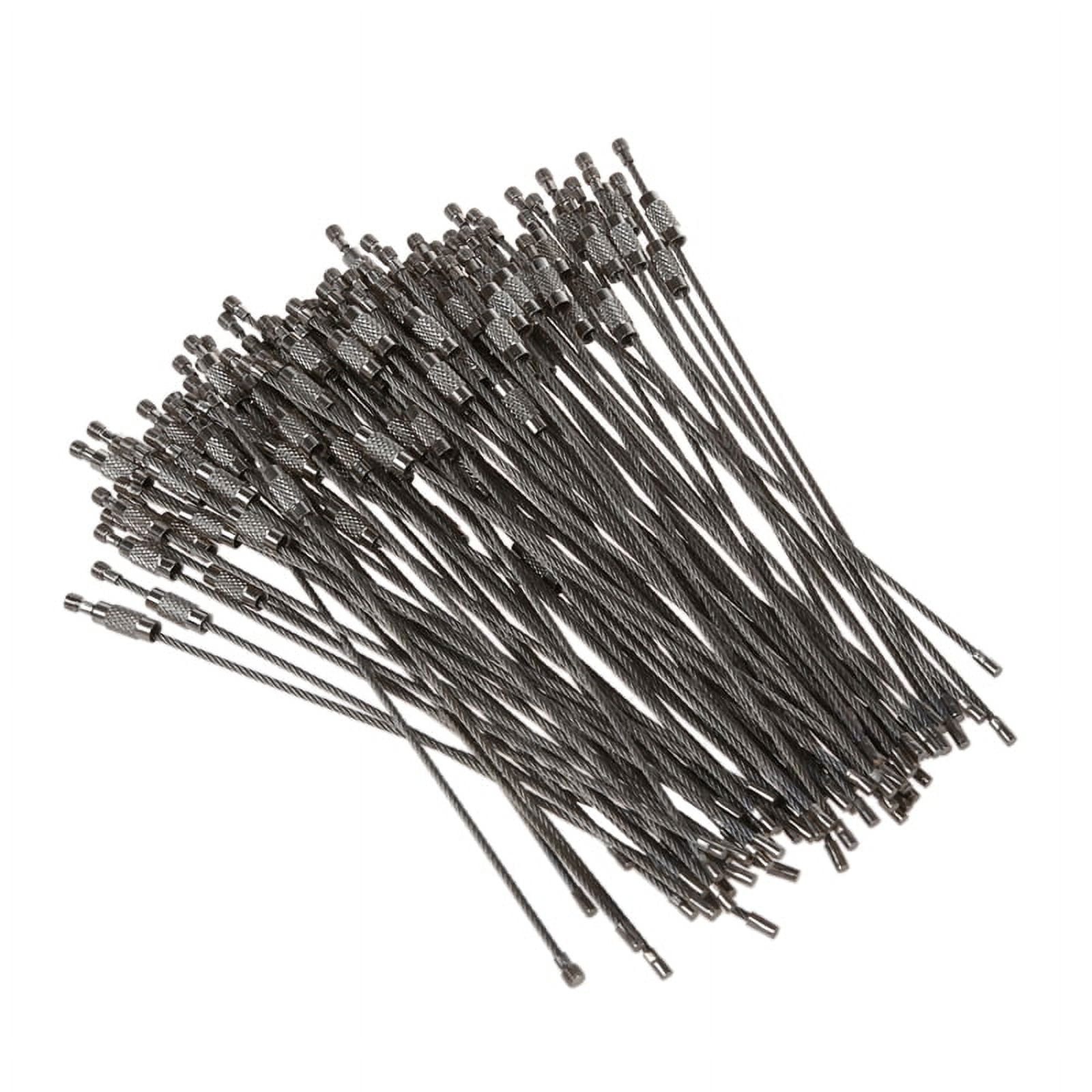 100pcs Stainless Steel Screw Locking Wire Keychain Cable Key Rings ...