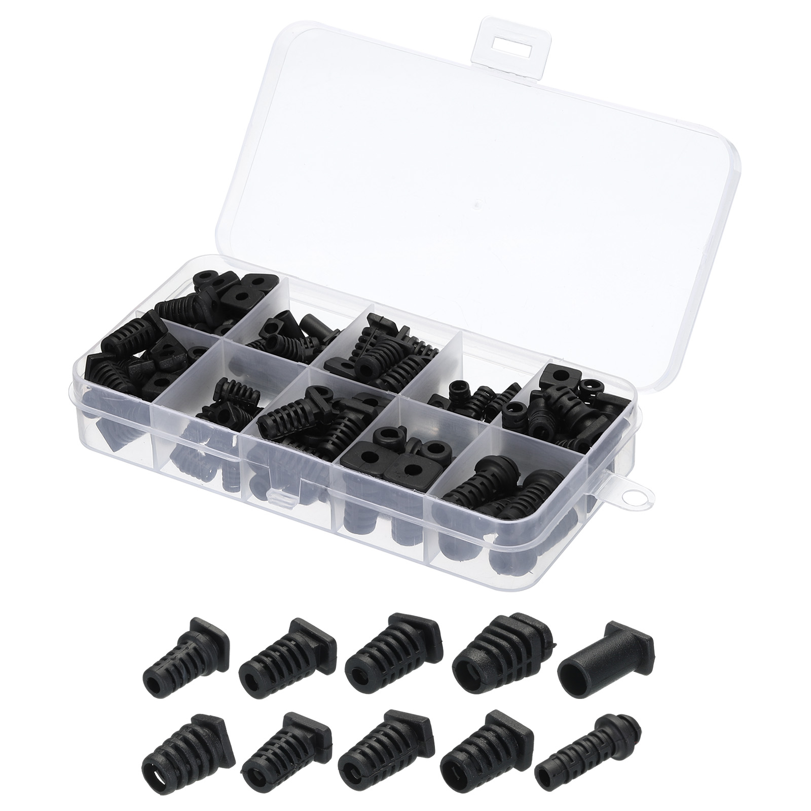 100pcs Strain Relief Cord Connector Assortment Cable Bushing Boot ...