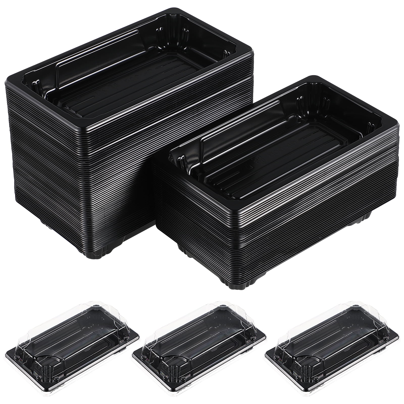 100pcs Sushi Trays with Lids Take Out Sushi Containers Sushi Packing ...