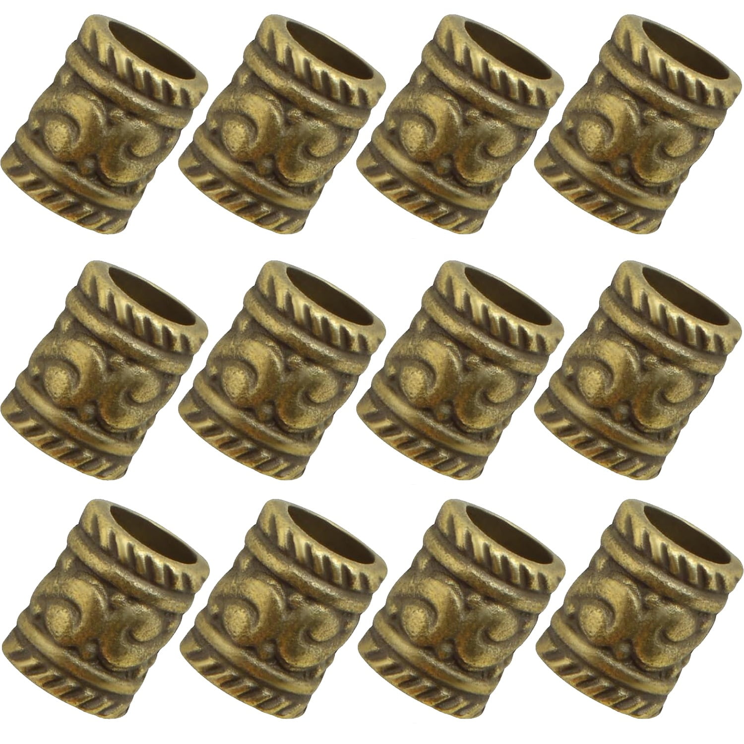 100pcs Tibetan Large Hole Spacer Beads Vintage Alloy Column Tube Loose ...