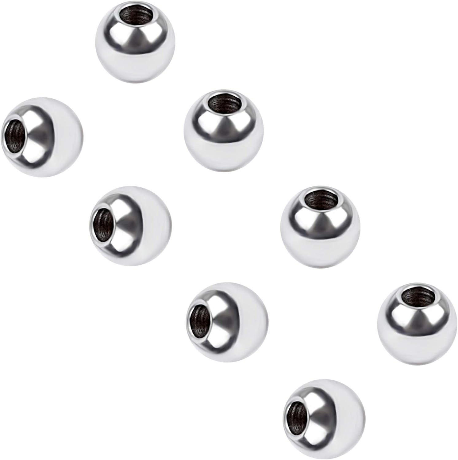 100pcs Tiny Round Metal Beads 2mm Small Hole Ball Spacer Beads 4mm Dia ...