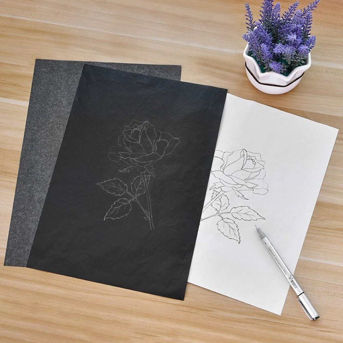 100pcs Transfer Paper Tracing Paper Graphite Carbon Paper Painting ...