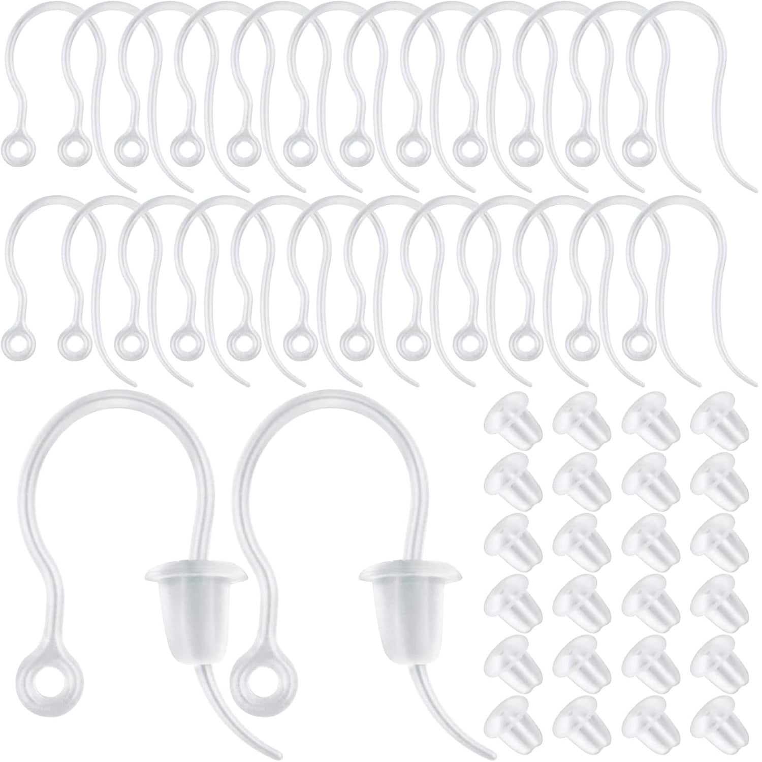 100pcs Transparent Earring Stoppers and 100pcs Clear Plastic Earring ...