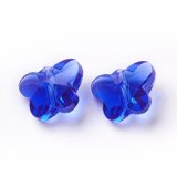 100pcs Transparent Glass Beads Faceted Butterfly Blue 6.5x8x5.5mm Hole ...