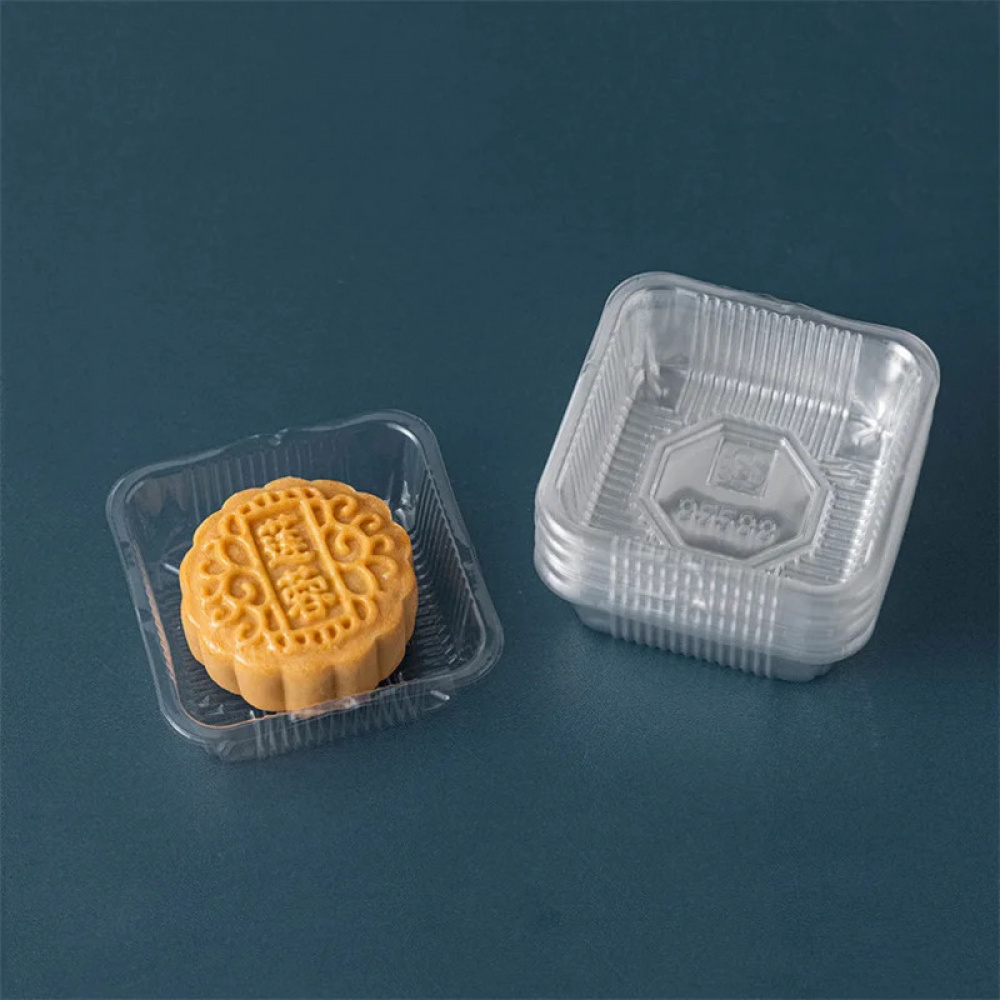 100pcs Transparent Mooncake Plastic Tray PET Pastry Cake Egg Yolk Crisp ...