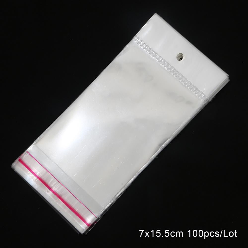 100pcs Transparent Self Adhesive Plastic Storage Bag OPP Poly Pack Bag ...