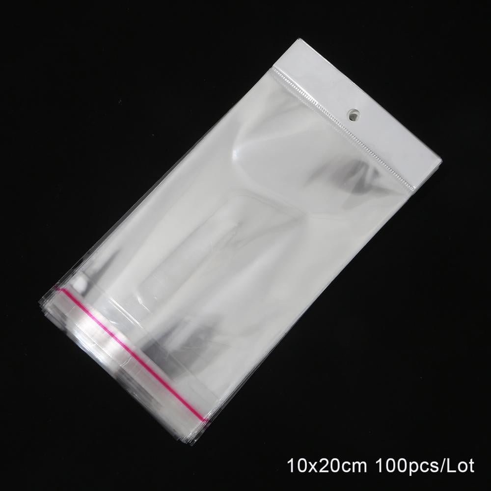 100pcs Transparent Self Adhesive Plastic Storage Bag OPP Poly Pack Bag ...