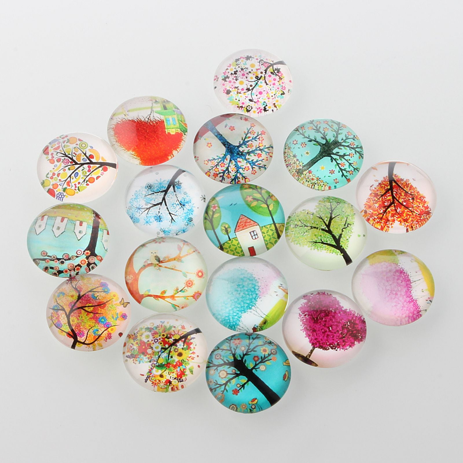 100pcs Tree of Life Printed Half Round/Dome Glass Cabochons Mixed color ...