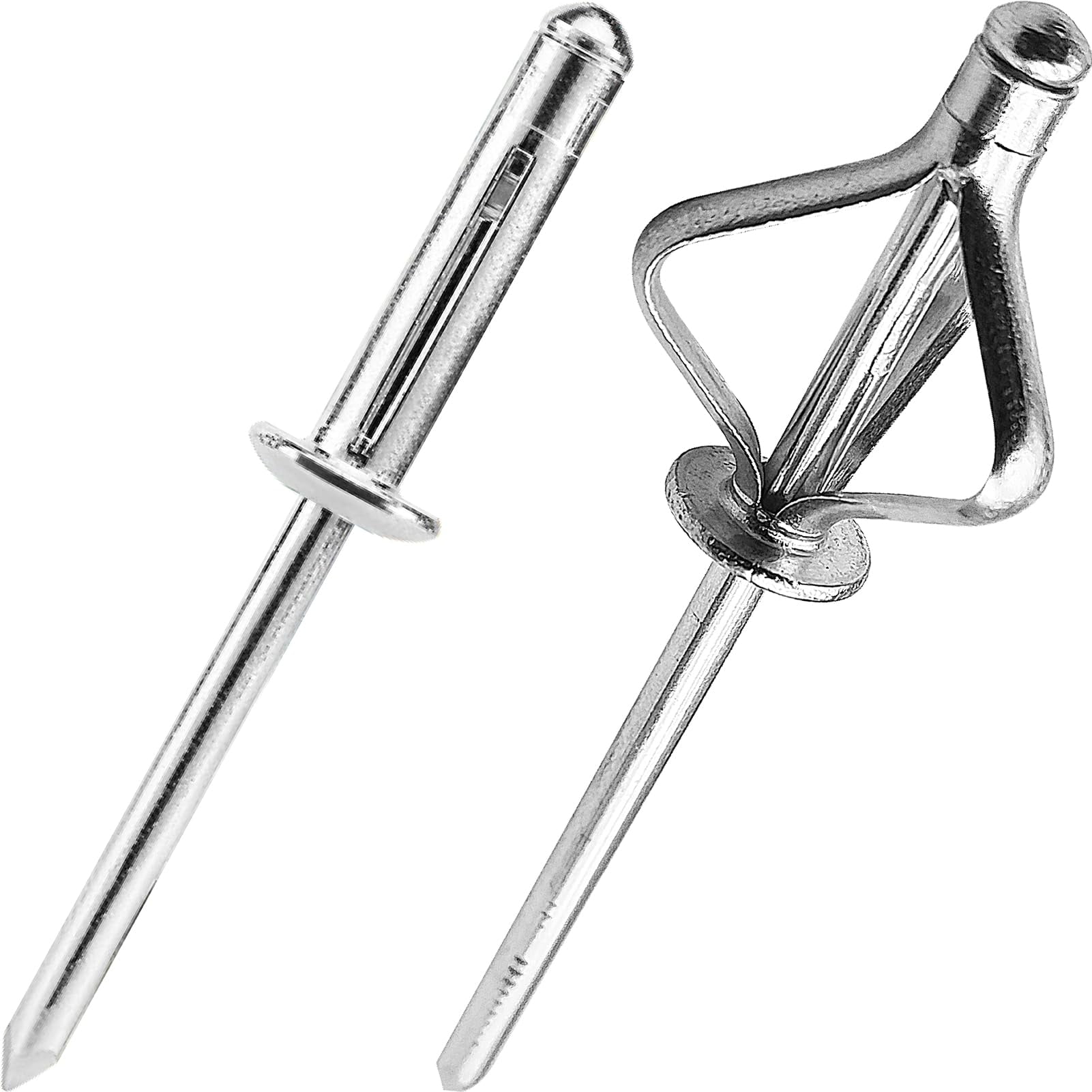 100pcs Trifold Rivets,Silver Aluminum Alloy Folding Blind Rivets,Tri ...