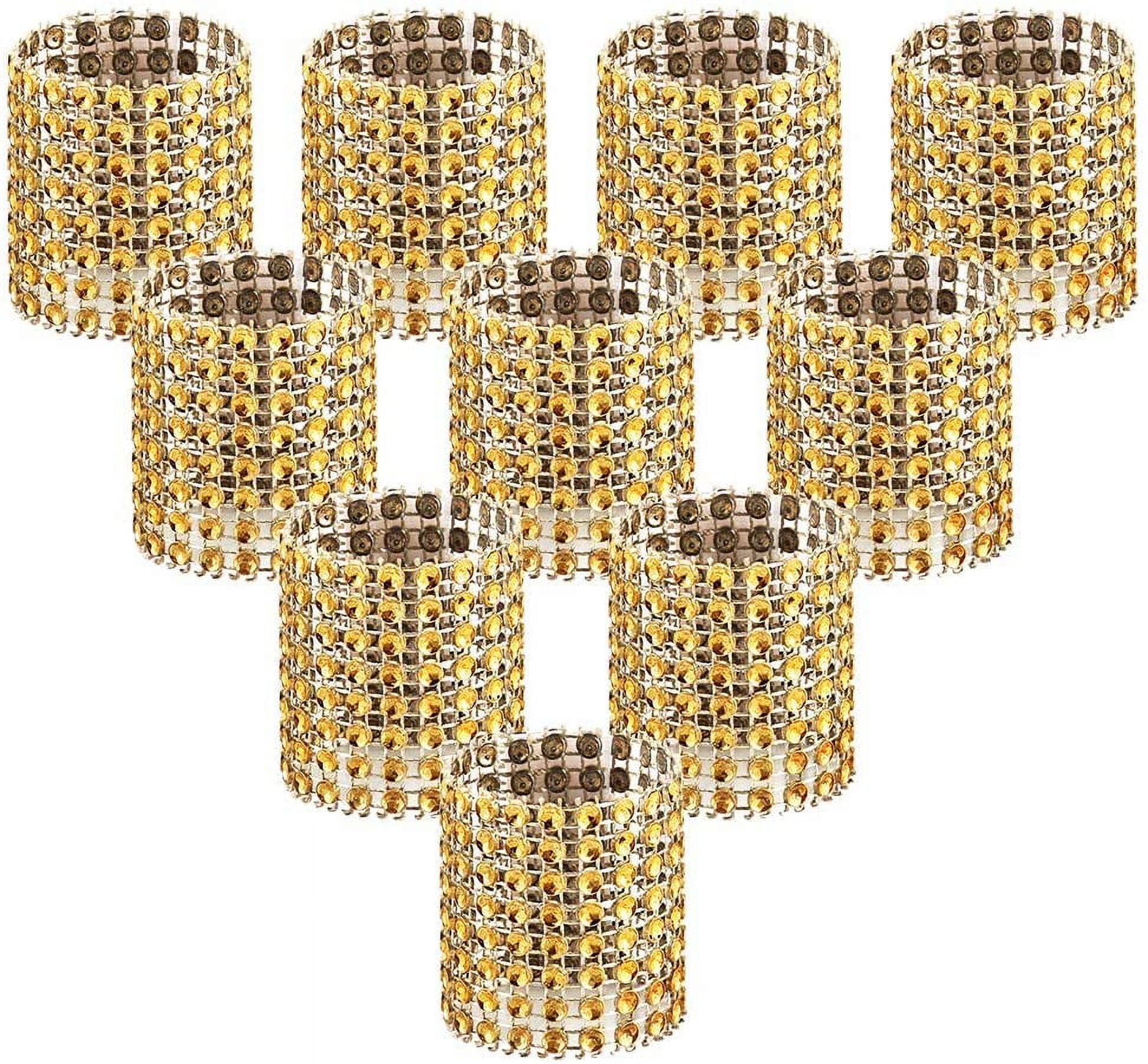 100pcs Two Tone Rhinestone Napkin Rings Gold Silver Crystal Beaded ...