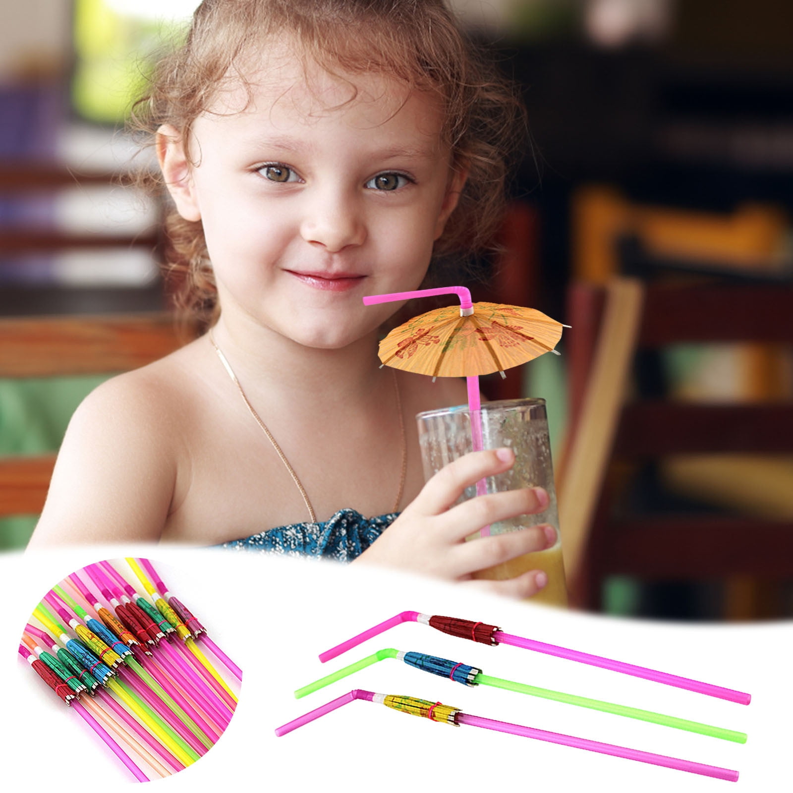 100pcs Umbrella Drinking Straws, Creative Decoration Party Umbrella ...