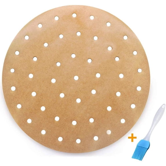 100pcs Unbleached Air Fryer Liners, 7.5 inches Bamboo Steamer Liners ...