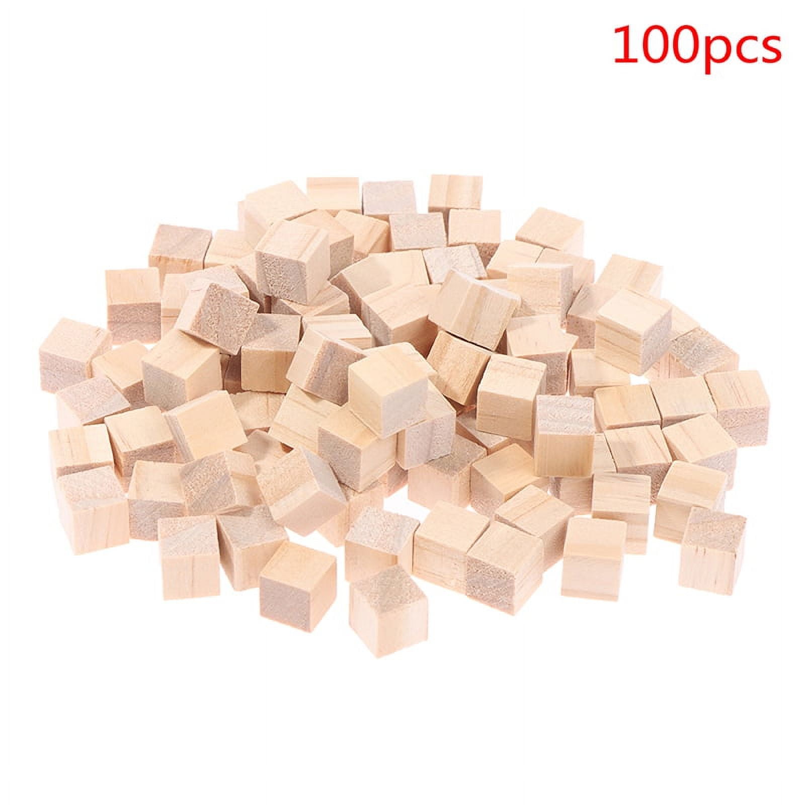 100pcs Small Wooden Blocks, Unfinished Blank Mini DIY Cubes for ...