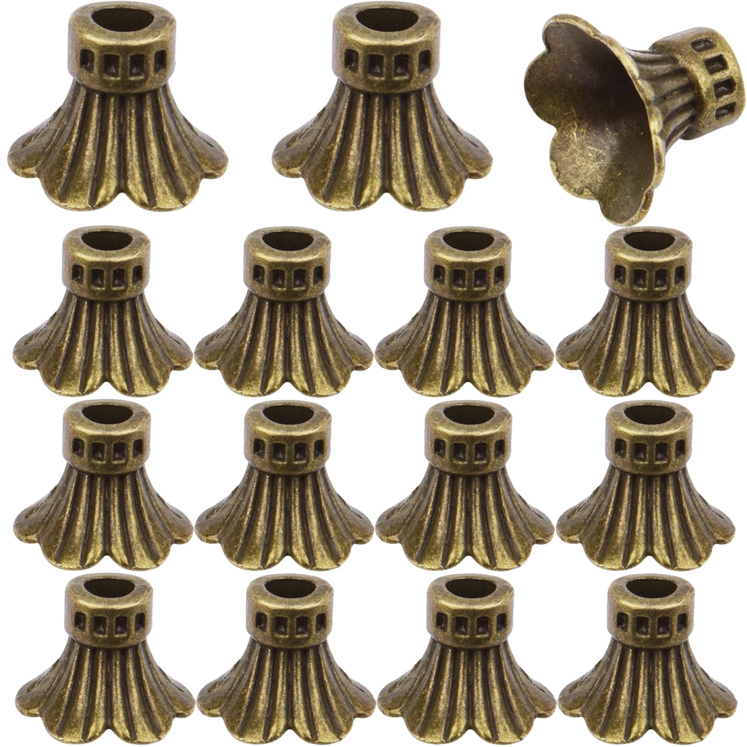 100pcs Vintage Bronze Flower Bead Caps Tibetan Alloy Tassel End Caps ...
