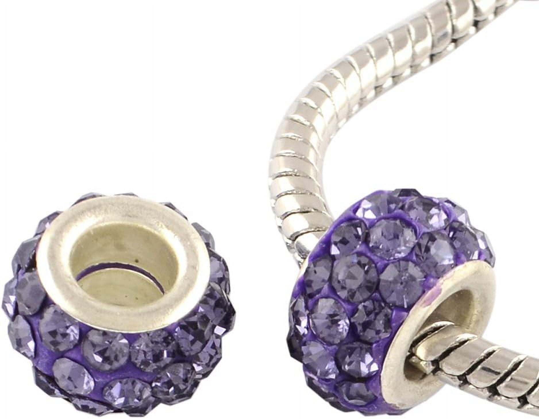 100pcs Violet Color Pave Clay Beads Rhinestone Large Hole European ...