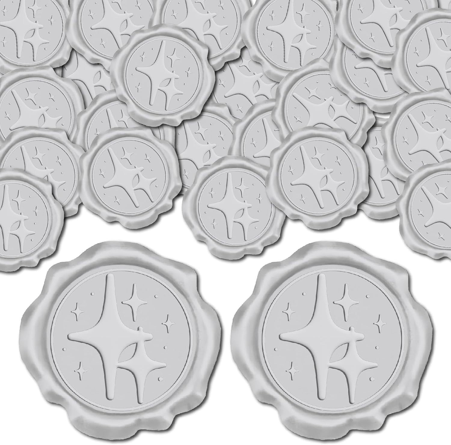 100pcs Wax Seal Stickers Silver Star Decoration Stickers Adhesive ...