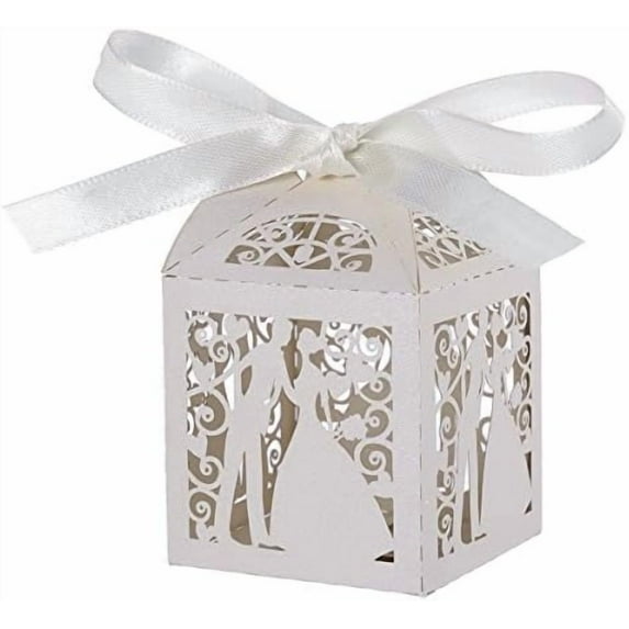 100pcs Wedding Candy Boxes Couple Design Luxury Lase Cut Party Wedding ...