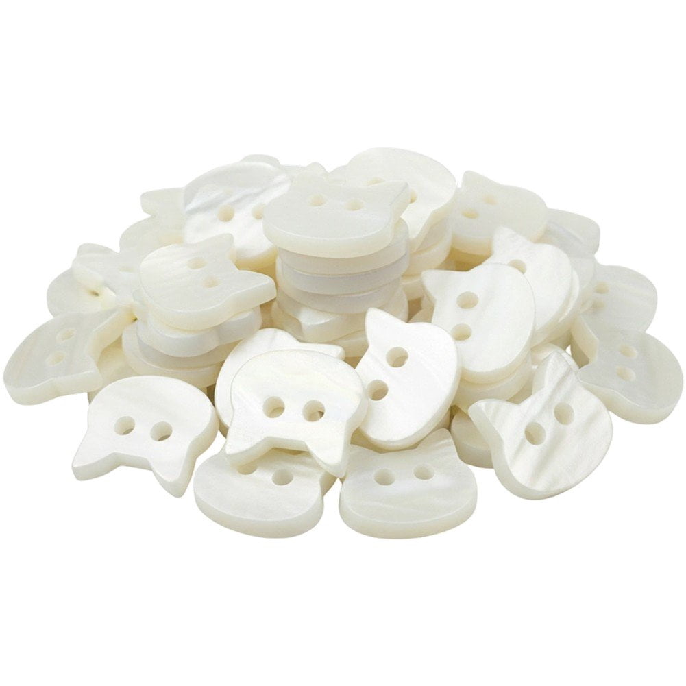 100pcs White Black Kitten Buttons 2 Hole Cat Resin Button Sewing ...