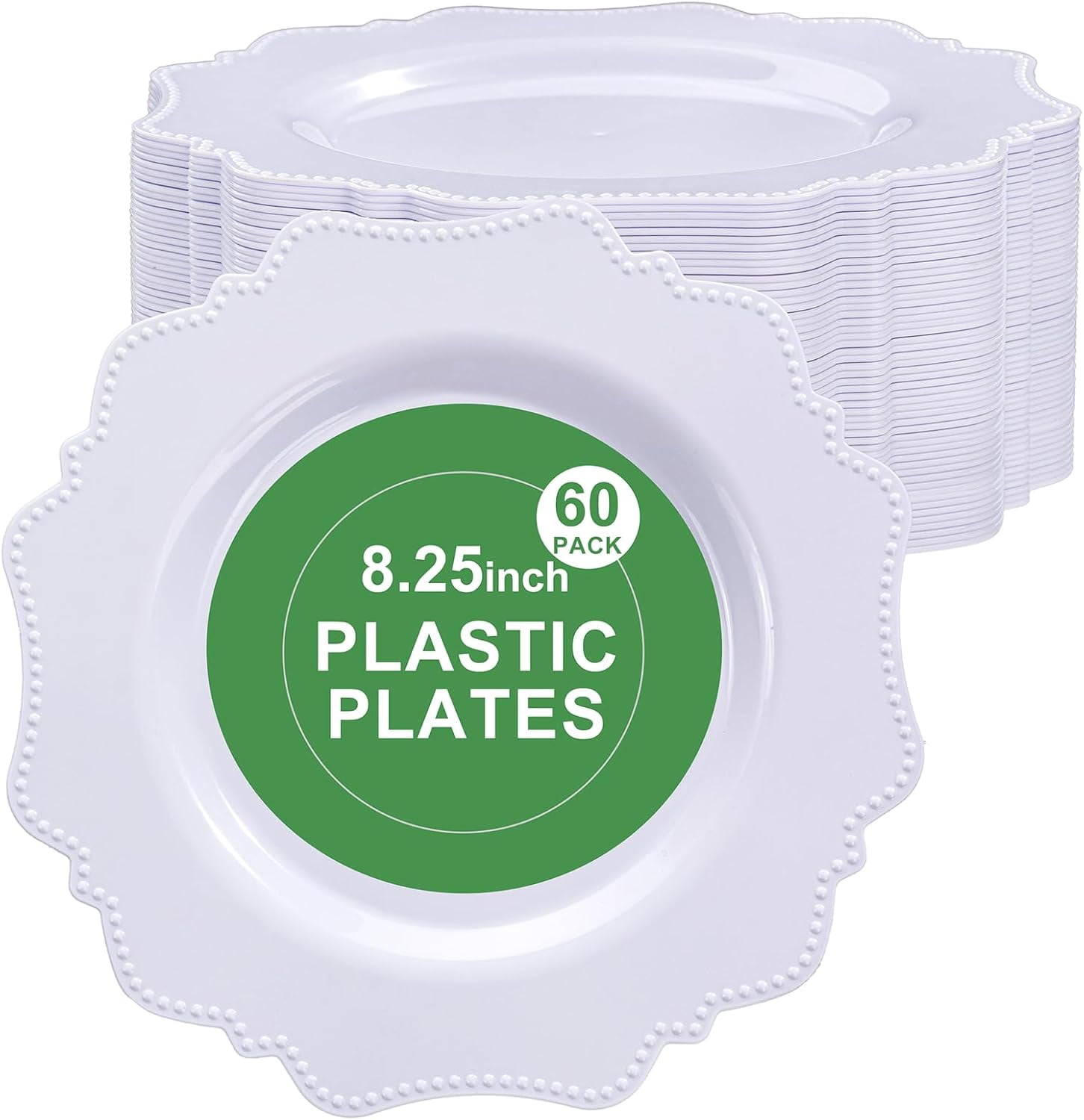 100pcs White Plastic Dessert Plates - 8.25 Inch- Heavy Duty Disposable ...