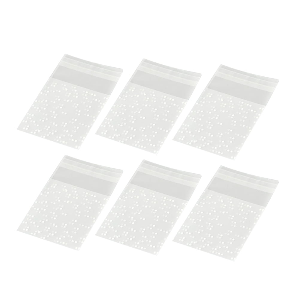Howooi 100pcs White Polka Dot Frosted Bags Plastic Self-adhesive Pouch ...