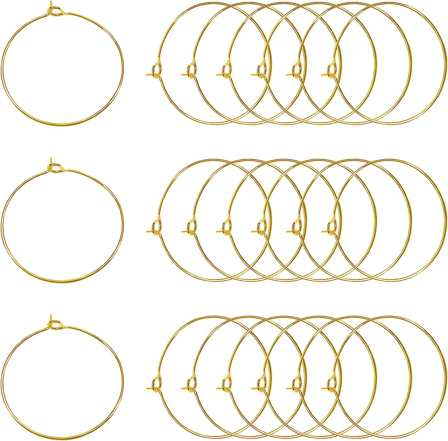 100pcs Wine Glass Charm Rings 25mm Gold Plated Open Earring Beading Hoop Party Favor Gold 25mm ...