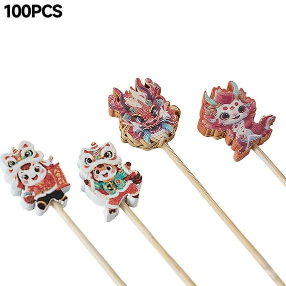 100pcs Wood Cocktail Picks, 2026New Red Cocktail toothpicks Bulk for ...