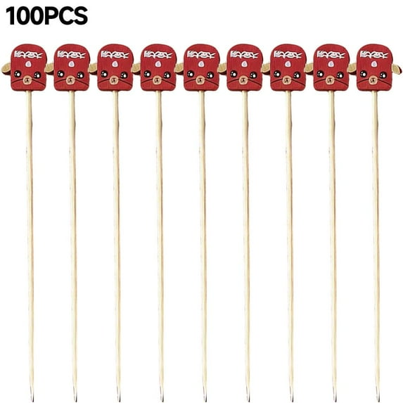 100pcs Wood Cocktail Picks, 2026New Red Cocktail toothpicks Bulk for ...