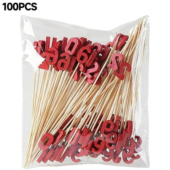 100pcs Wood Cocktail Picks, 2026New Red Cocktail toothpicks Bulk for ...