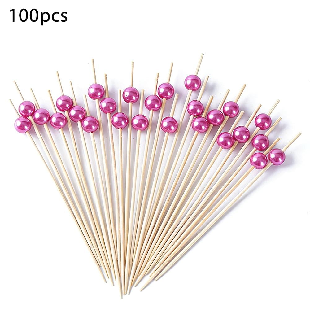 100pcs Wood Cocktail Picks, Colorful Fruit Drink Skewers Cocktail ...