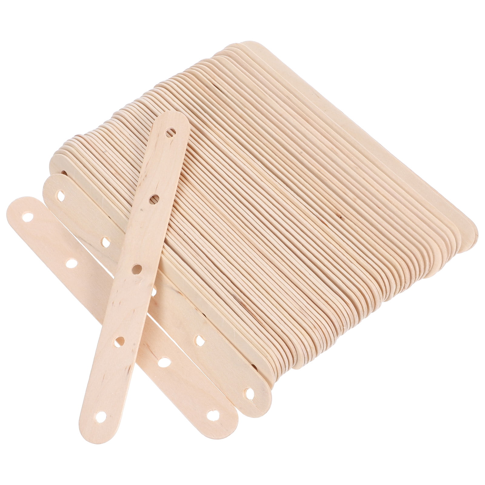 100pcs Wood Craft Sticks With Holes for Crafting DIY Projects Small Wax ...