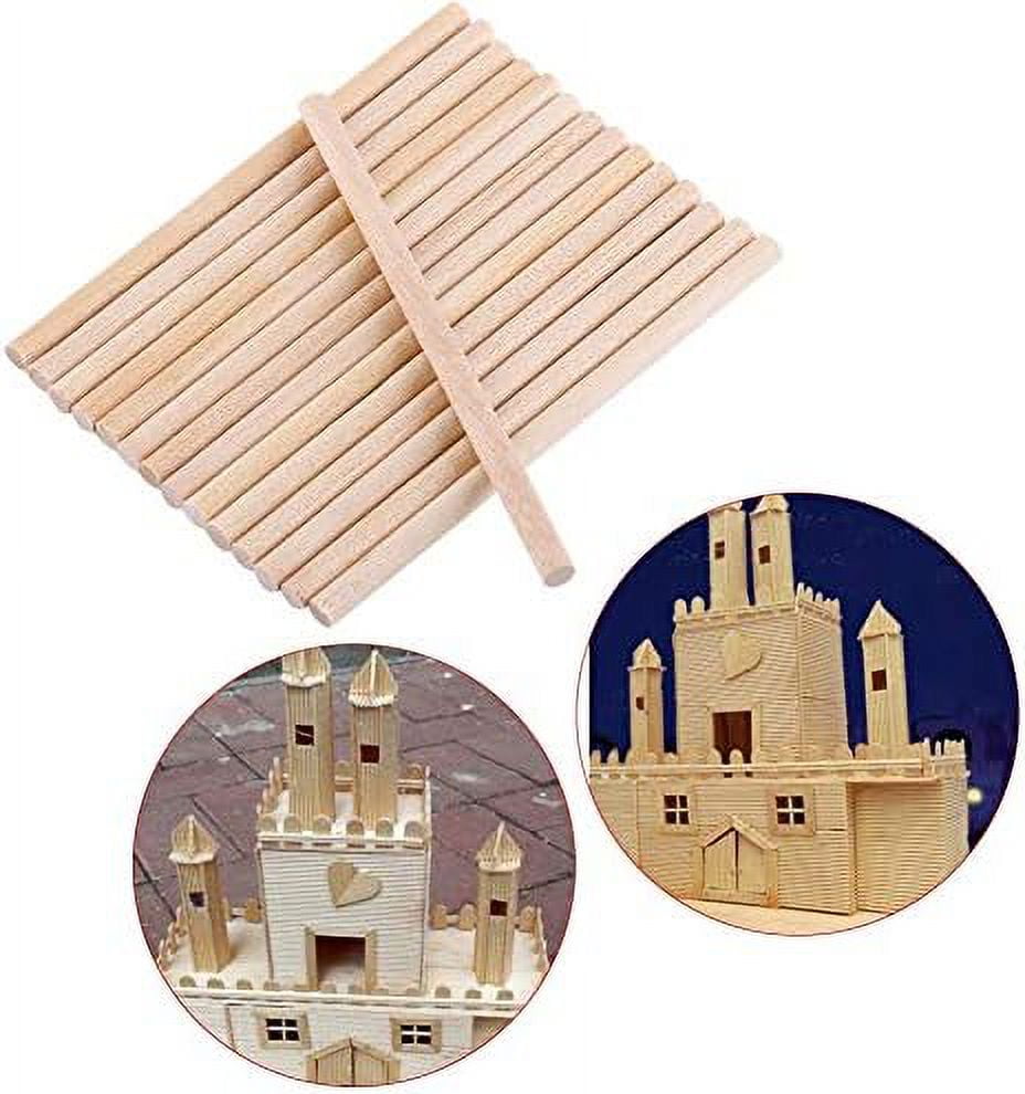 100pcs Wood Dowel Rods 4mm x 80mm Wooden Round Sticks Craft Sticks for ...