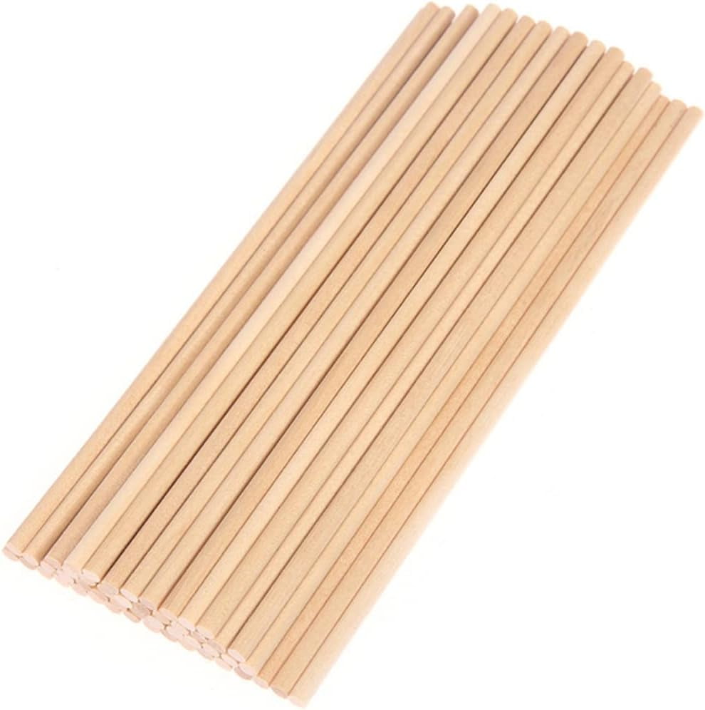 100pcs Wooden Craft Accessory Craft Sticks Round Wooden Stick Brass ...