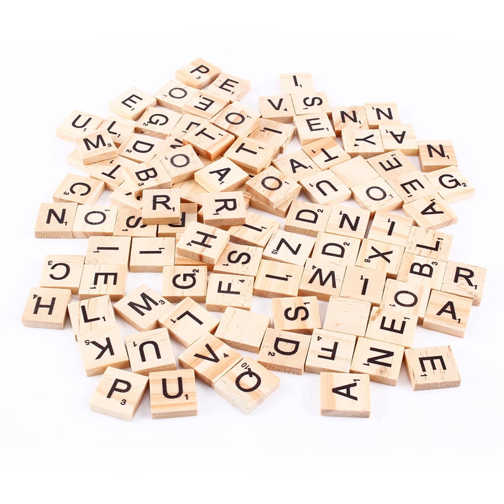 100pcs Wood Scrabble Tiles Letters Alphabet Pieces Numbers Pendants ...