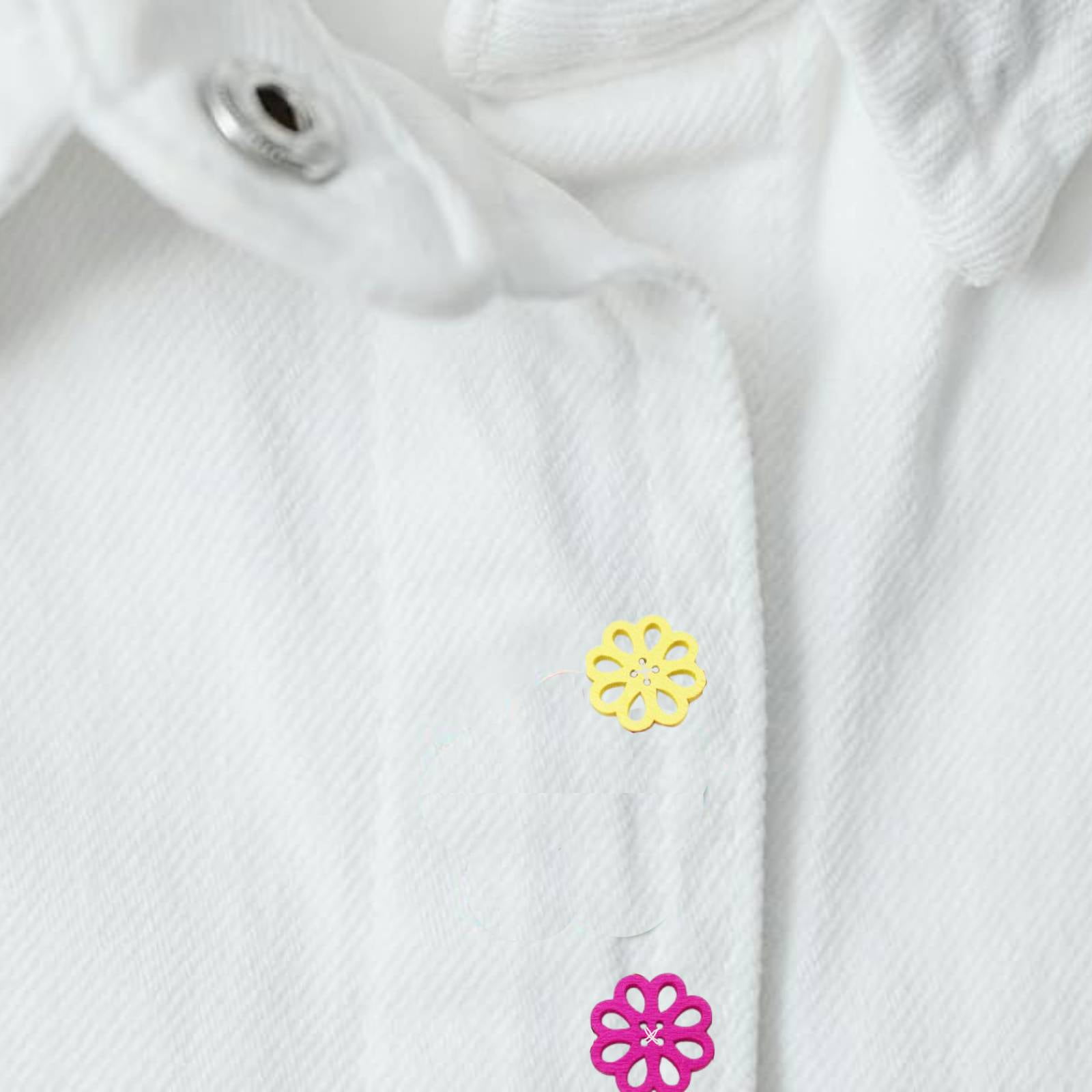 100pcs Wooden 4 Holes Buttons Colorful Flower Button For Sewing ...