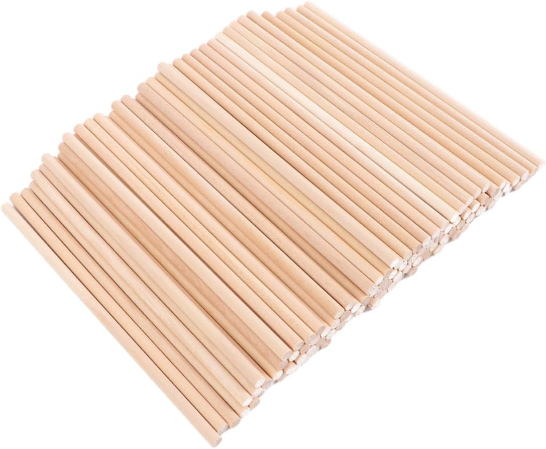 100pcs Wooden Rods Round Pennant Kite Stick Unfinished Hardwood Sticks ...