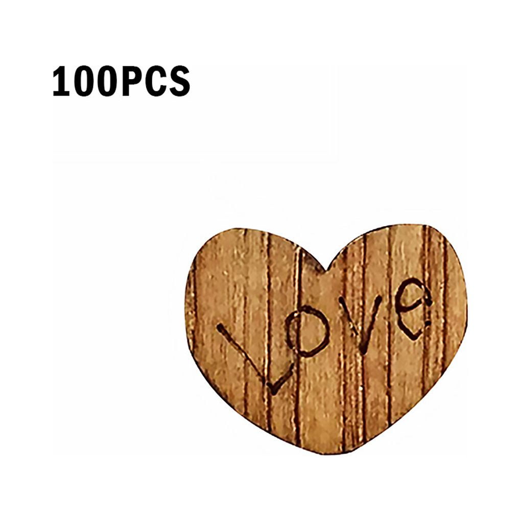100pcs Wooden Snaps Heart-shaped Mini Wooden Boards Decorative ...
