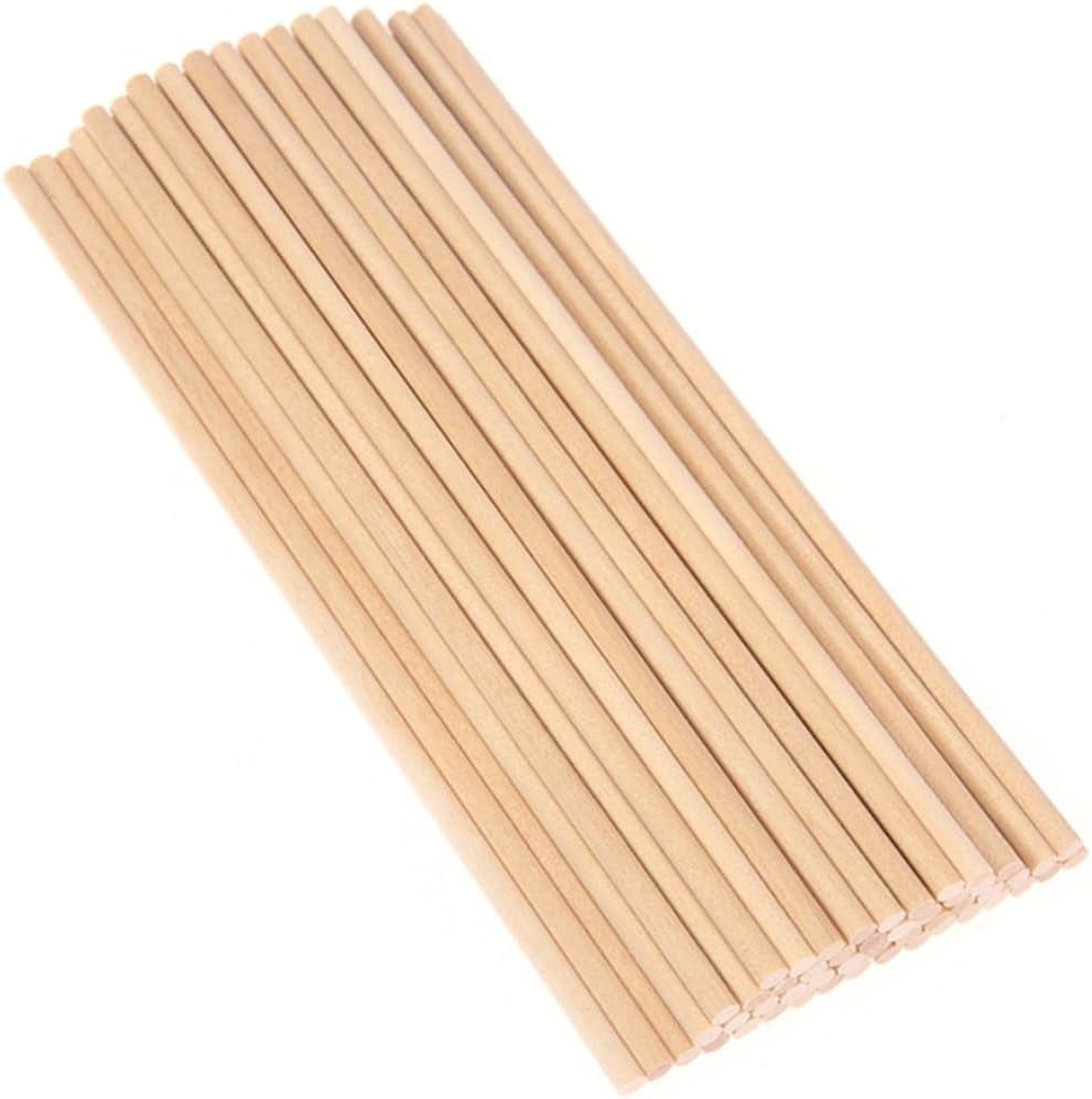 100pcs Wooden Sticks Small Wooden Dowels 4 Inch Dowel Rods Wood Stick ...