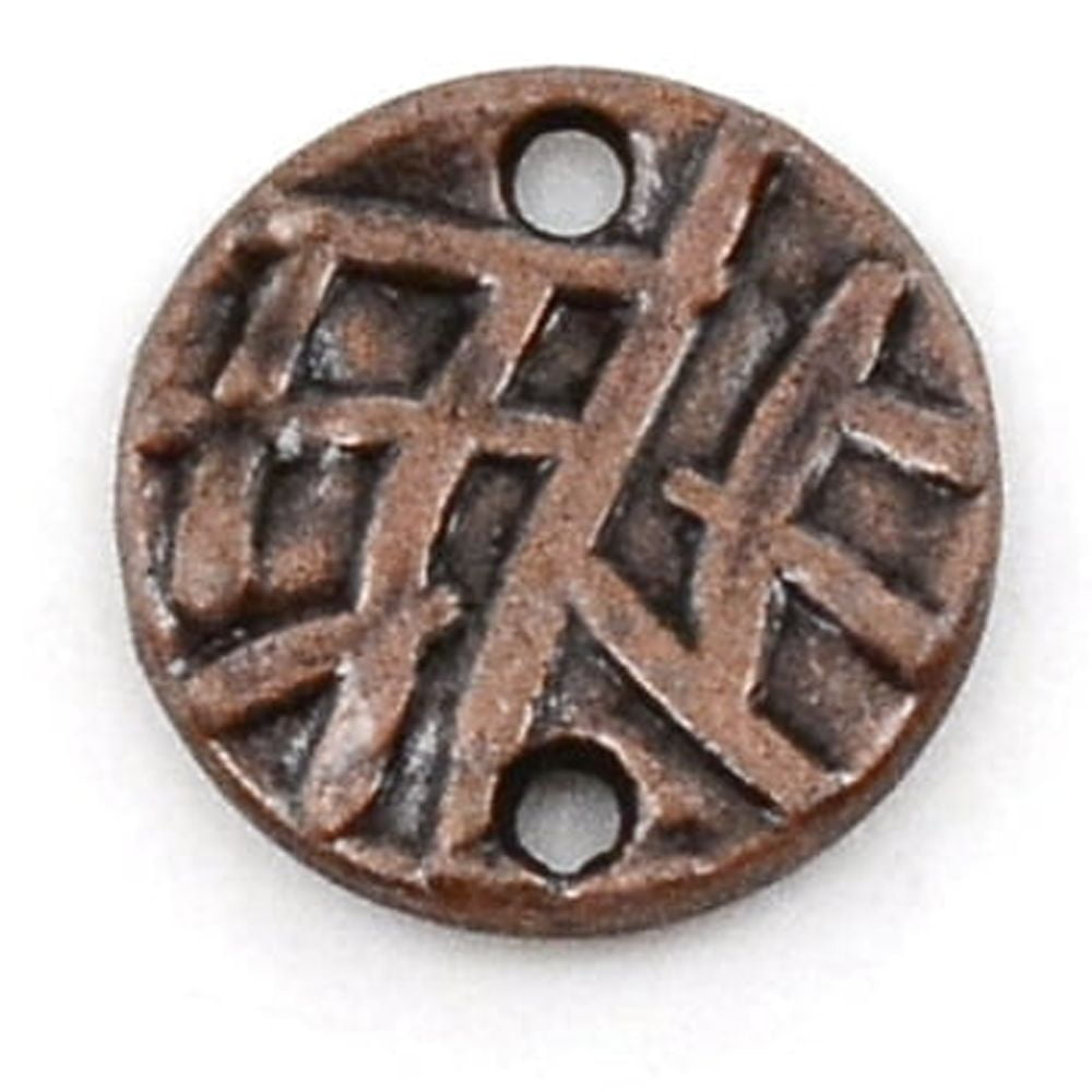 100pcs Zinc Alloy Tibetan style Links Connectors Flat Round Red Copper ...