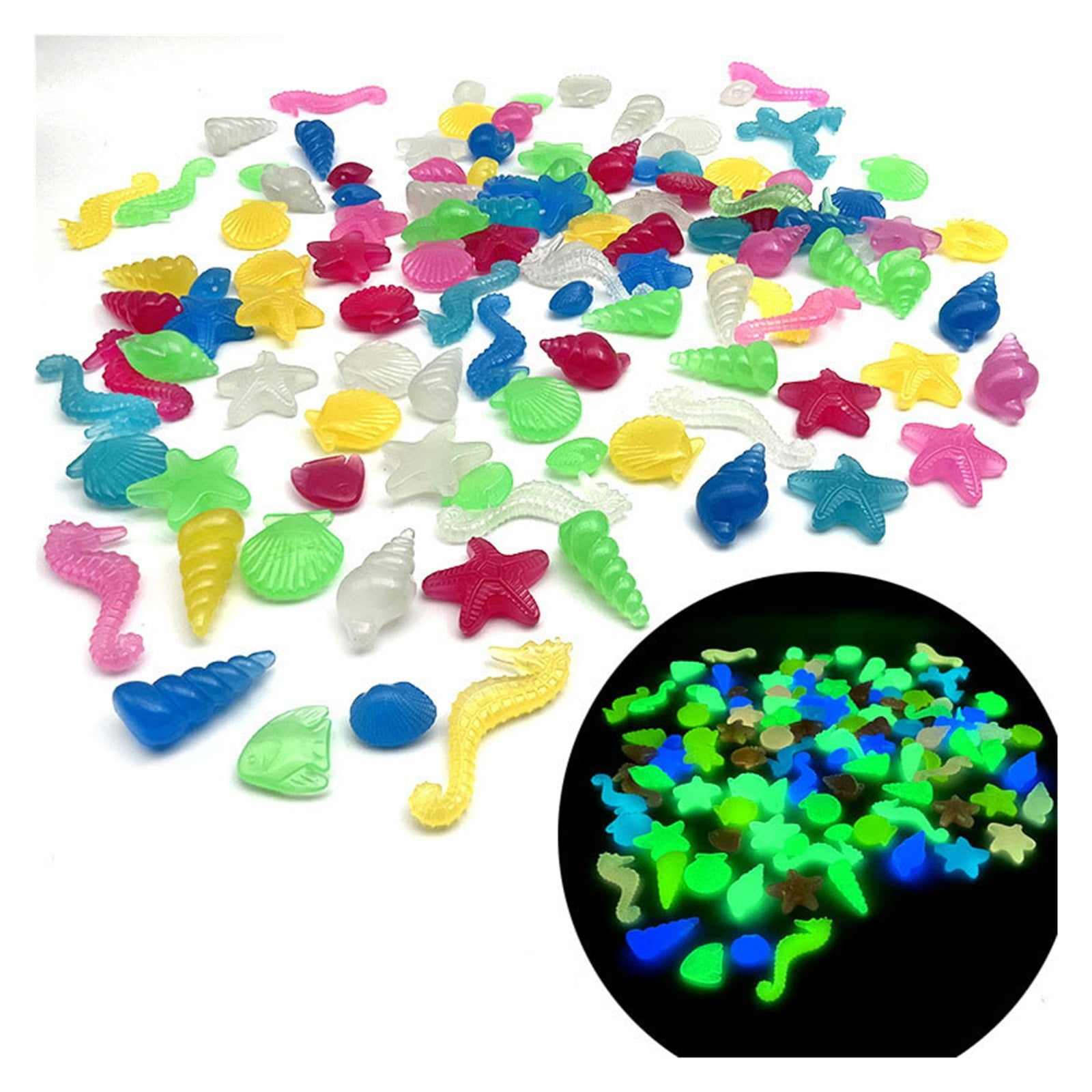 100pcs glowing pebbles, colorful glowing pebbles, glow in the dark ...