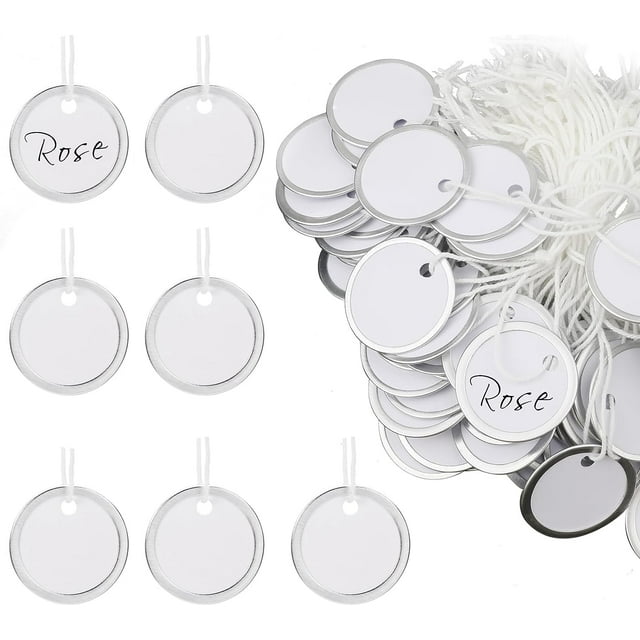 100pcs Metal Rim Key Tags, Key Tags with Strings Writable Round Paper ... 100pcs Metal Rim Key Tags, Key Tags with Strings Writable Round Paper ...