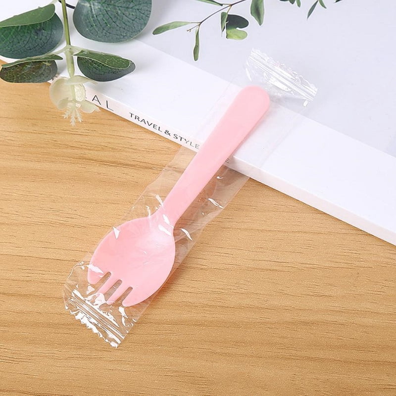 100pcs/set Disposable Plastic Spoons Forks for Cake Ice Cream Salad ...